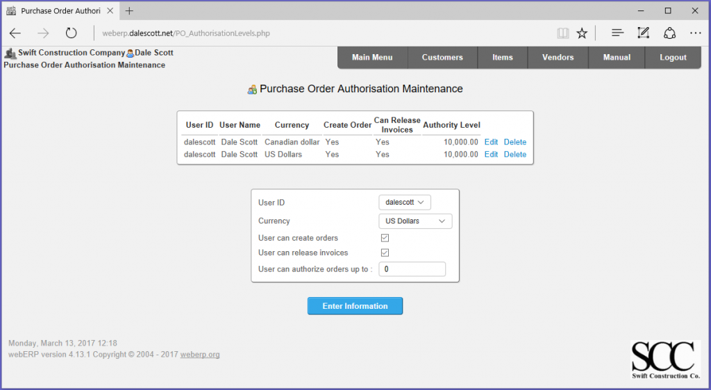 WebERP – Dale Scott